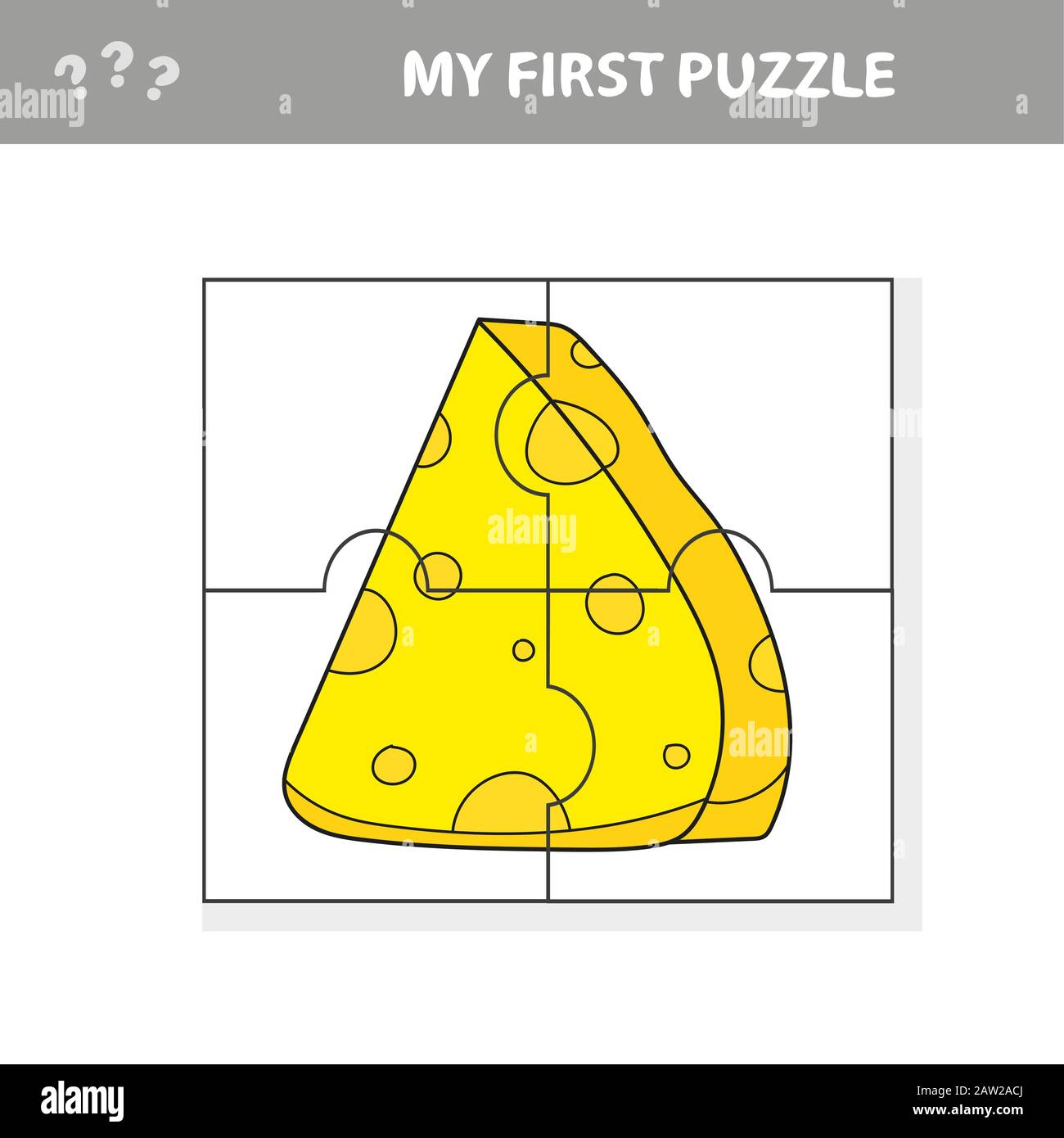 Cartoon cheese. Puzzle for toddlers. Match pieces and complete the ...