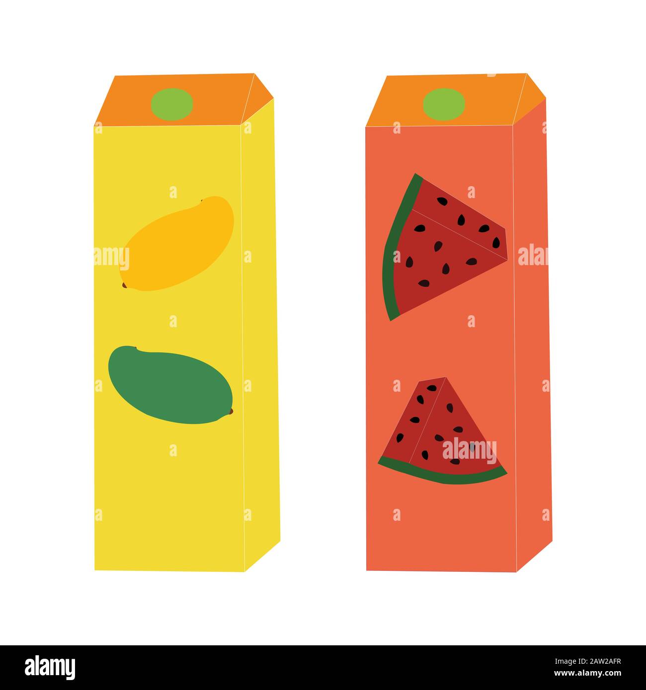 One Carton Of Lemon Juice And One Carton Of Watermelon Juice Stock ...
