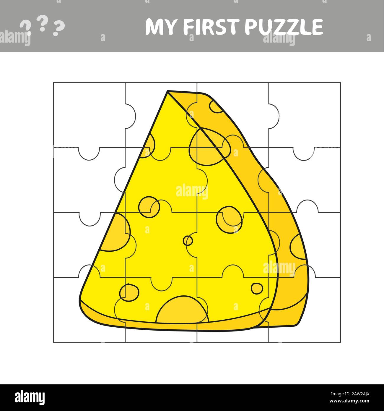 Cartoon cheese. Puzzle for toddlers. Match pieces and complete the ...