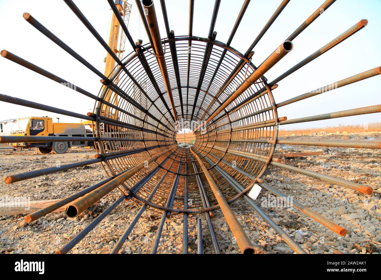 Bridge pile reinforcement structure Stock Photo - Alamy