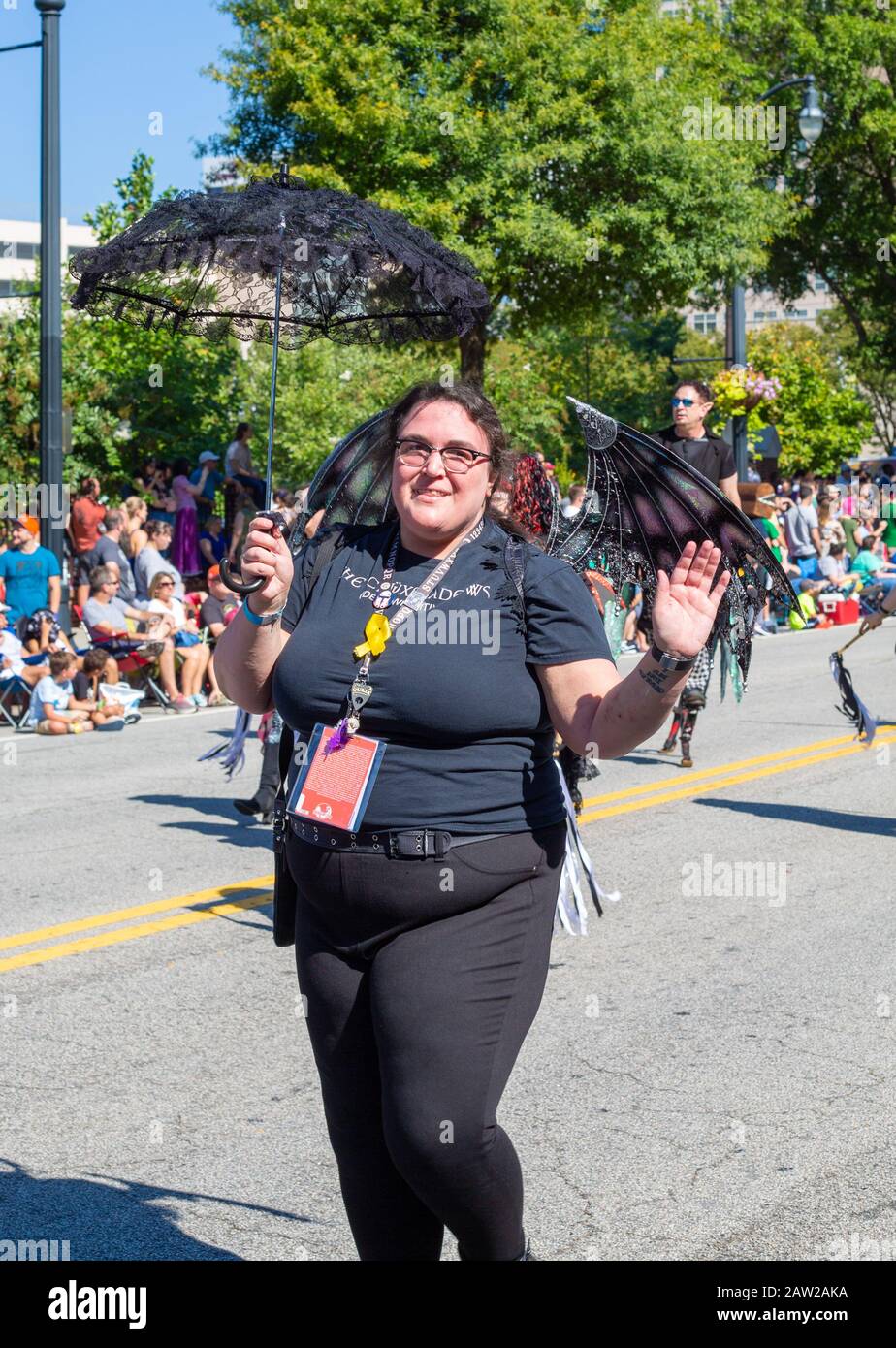 Bat Woman on Parade Stock Photo - Alamy