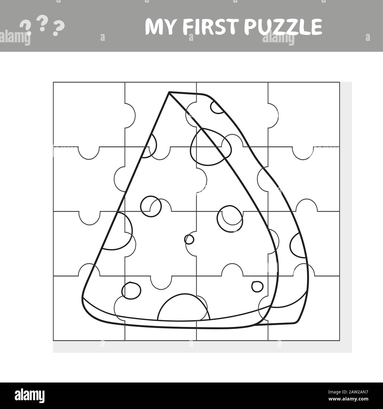 Cartoon cheese. Puzzle. Match pieces and complete the picture ...