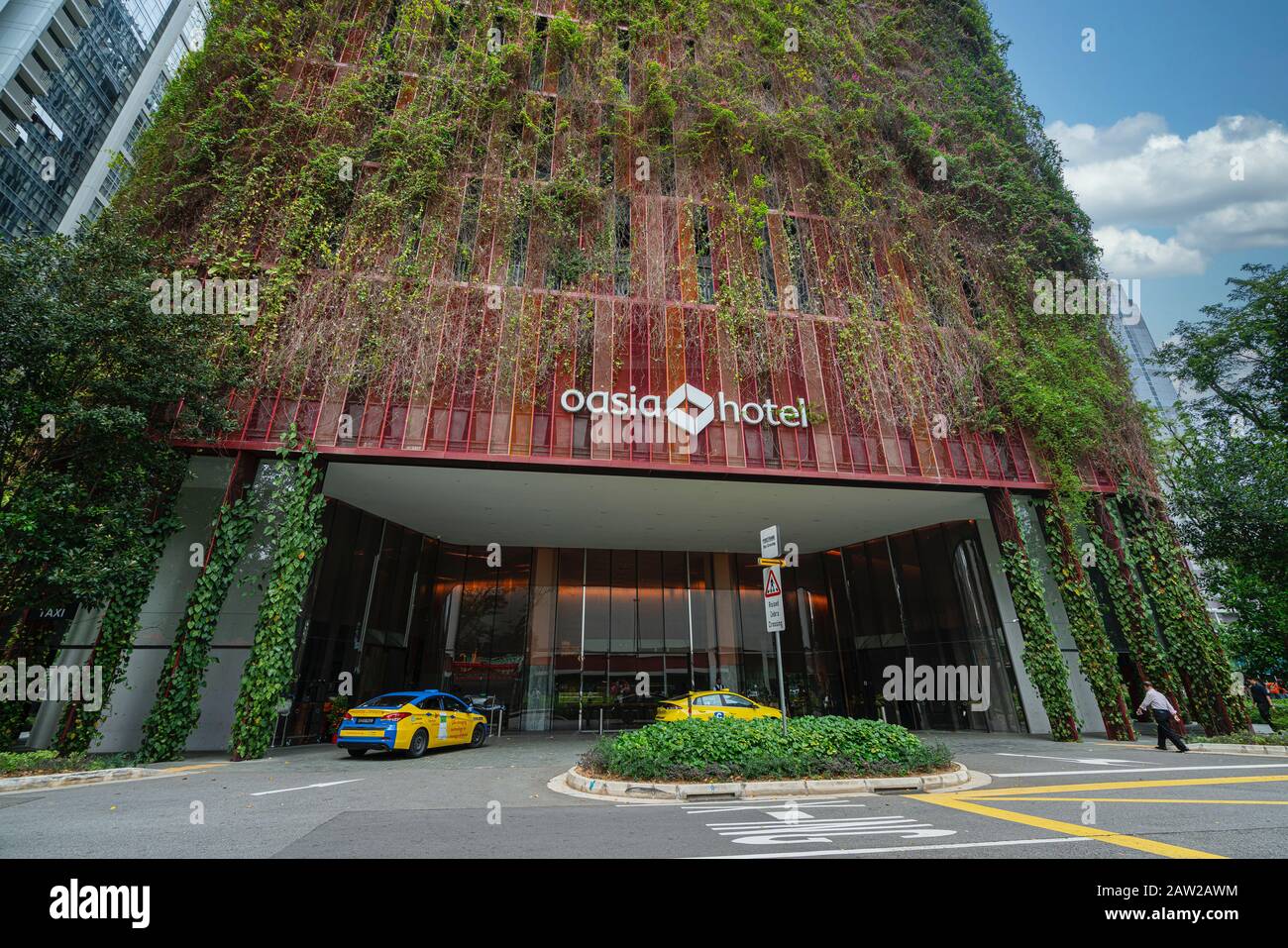 Singapore, January 2020. The Oasia Hotel Downtown building, designed by ...