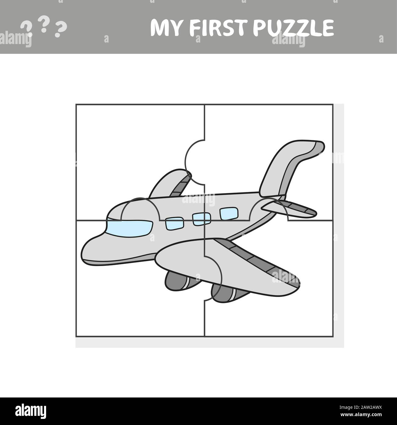My first puzzle - a plane. Worksheet. Children art game Stock Vector ...