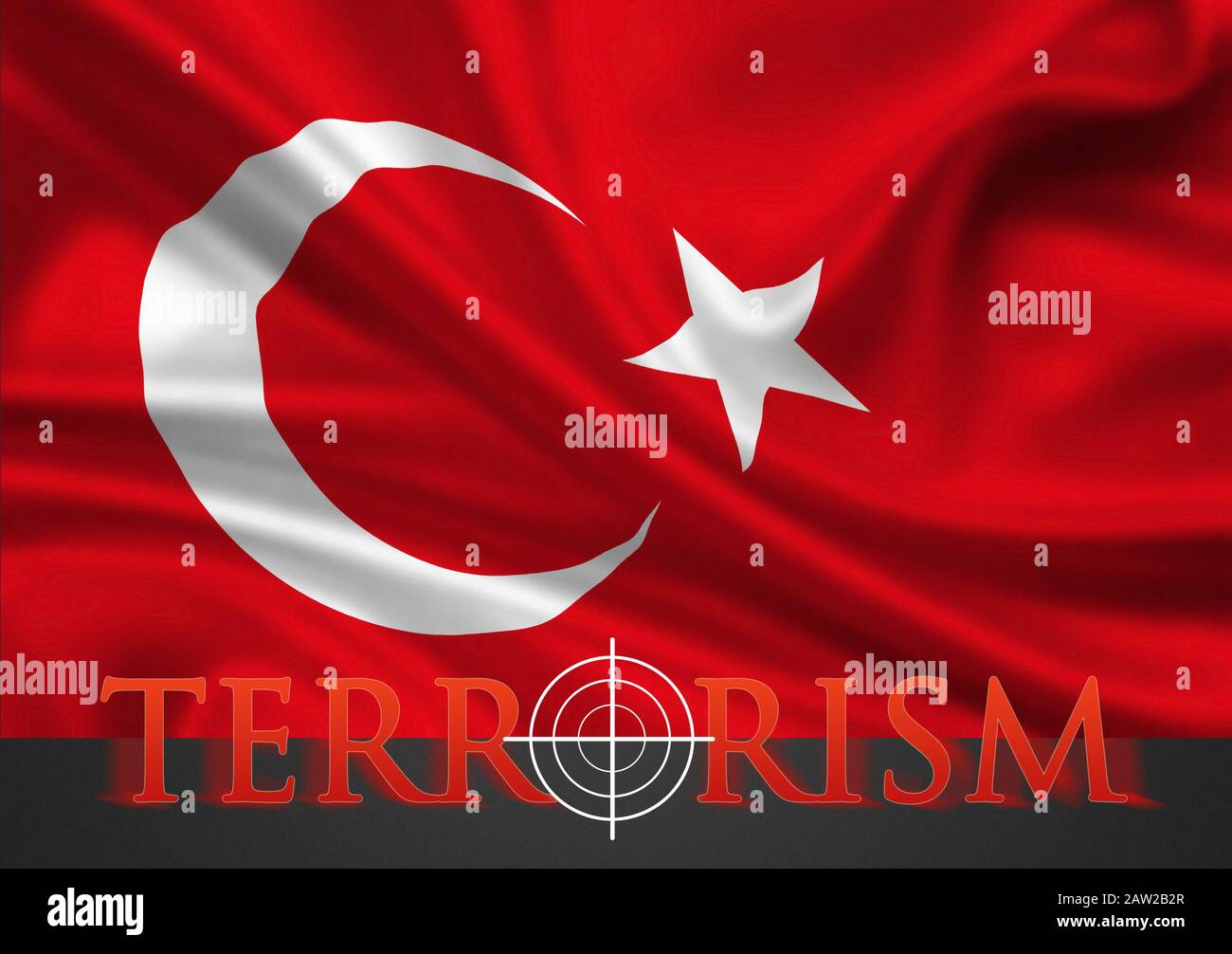 Turkey terrorism illustration - white hairline cross in red lettering ...