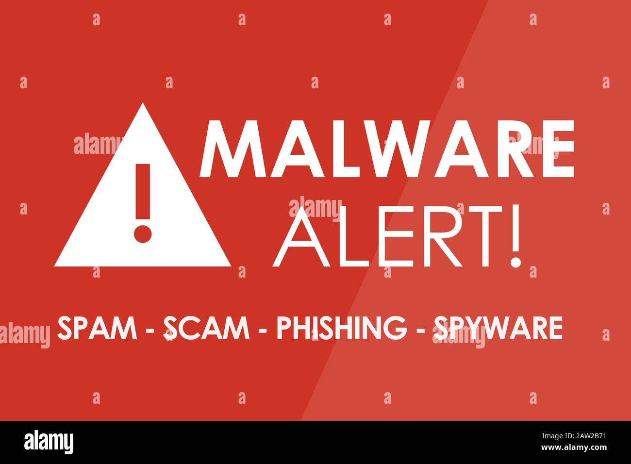 MALWARE Alert concept - white letters and triangle with exclamation ...