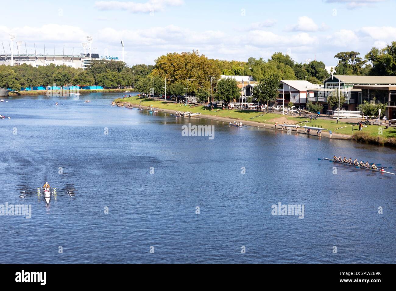 Rowing club on the yarra river in Melbourne city centre,Australia Stock ...