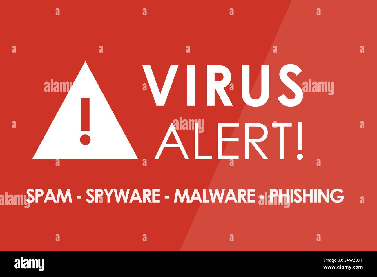 VIRUS Alert concept - white letters and triangle with exclamation mark ...