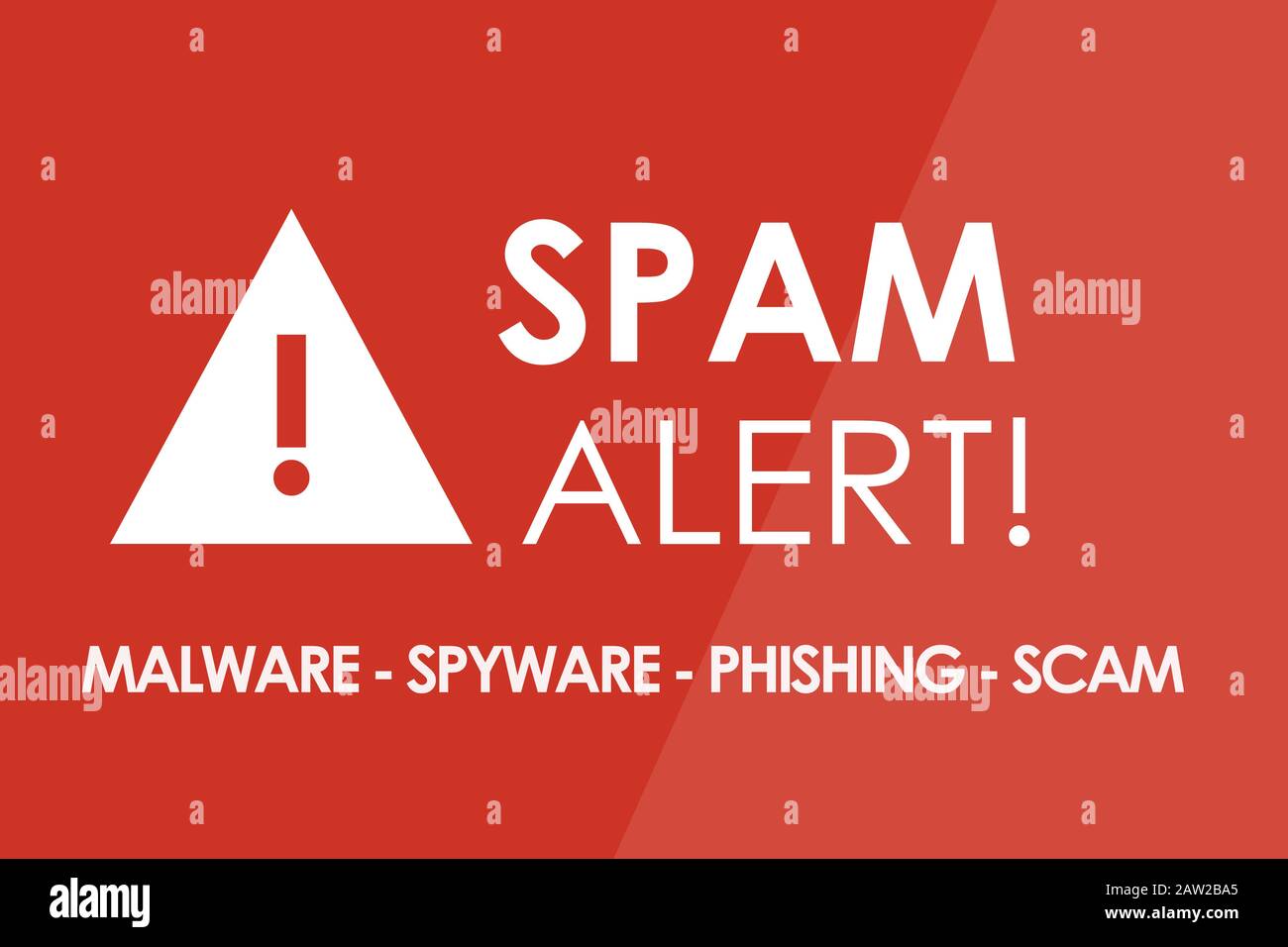 SPAM Alert concept - white letters and triangle with exclamation mark ...