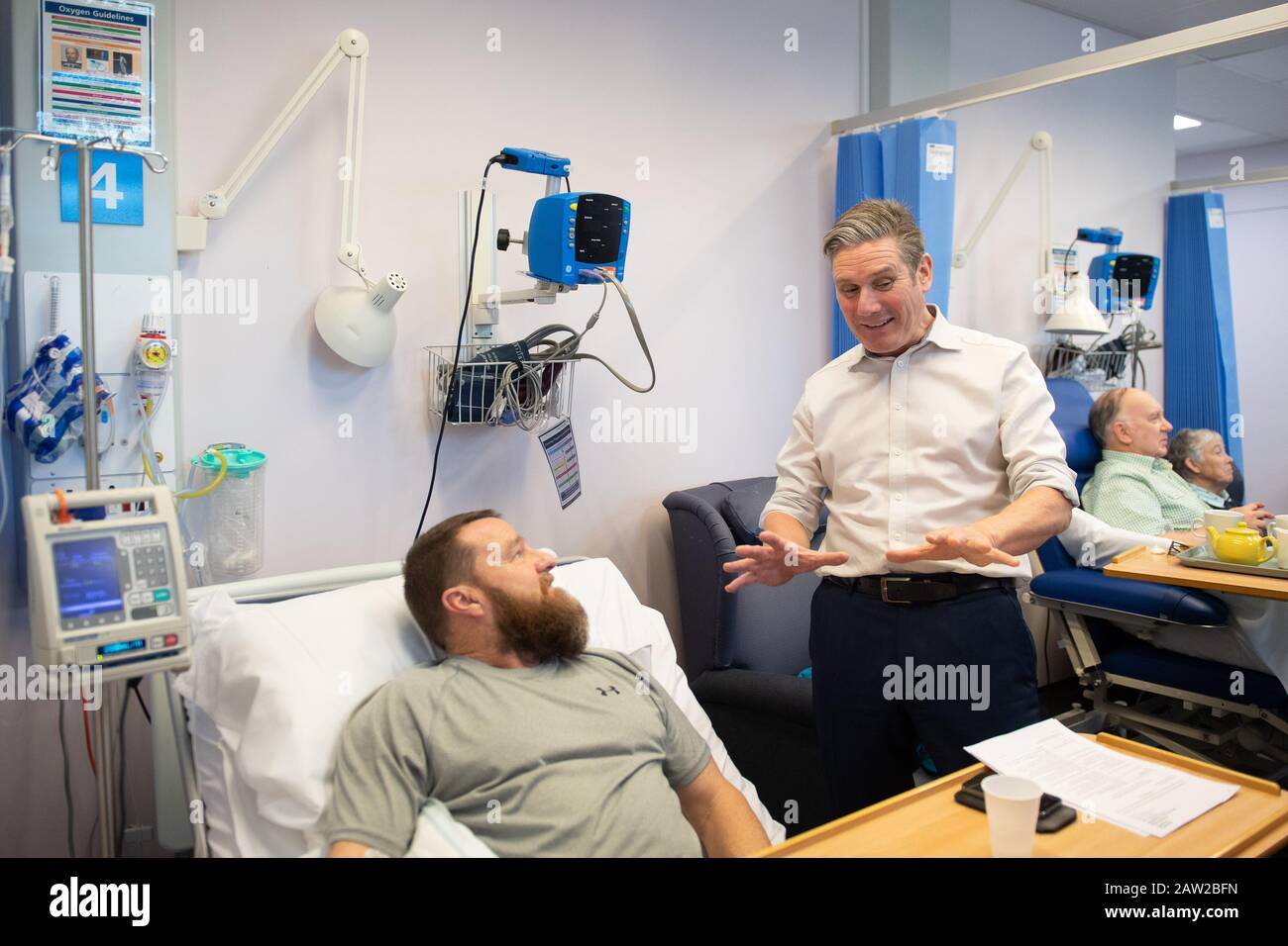 Labour leadership candidate Sir Keir Starmer meets patient Neil Storey ...