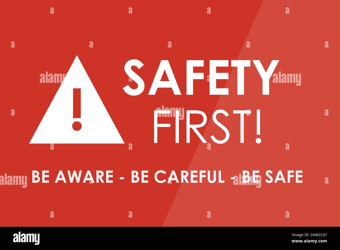 SAFETY First concept - white letters and triangle with exclamation mark ...