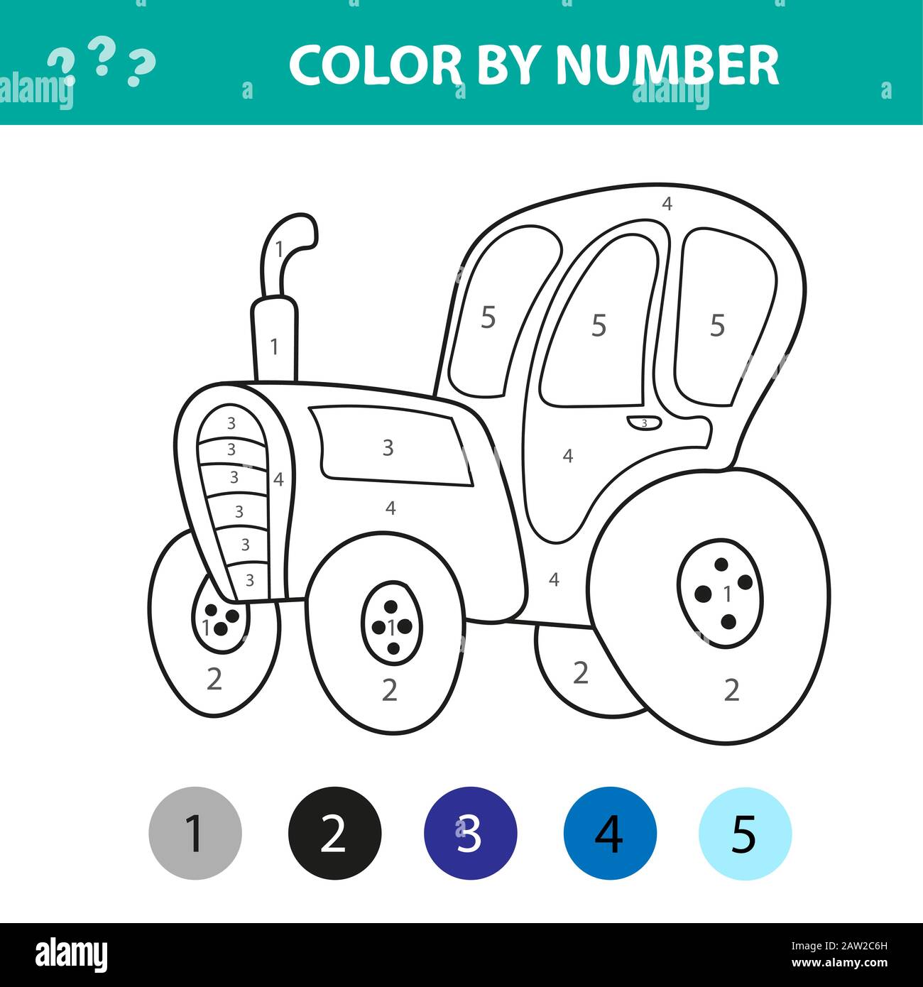Vector illustration of coloring book tractor, transport, lessons for ...