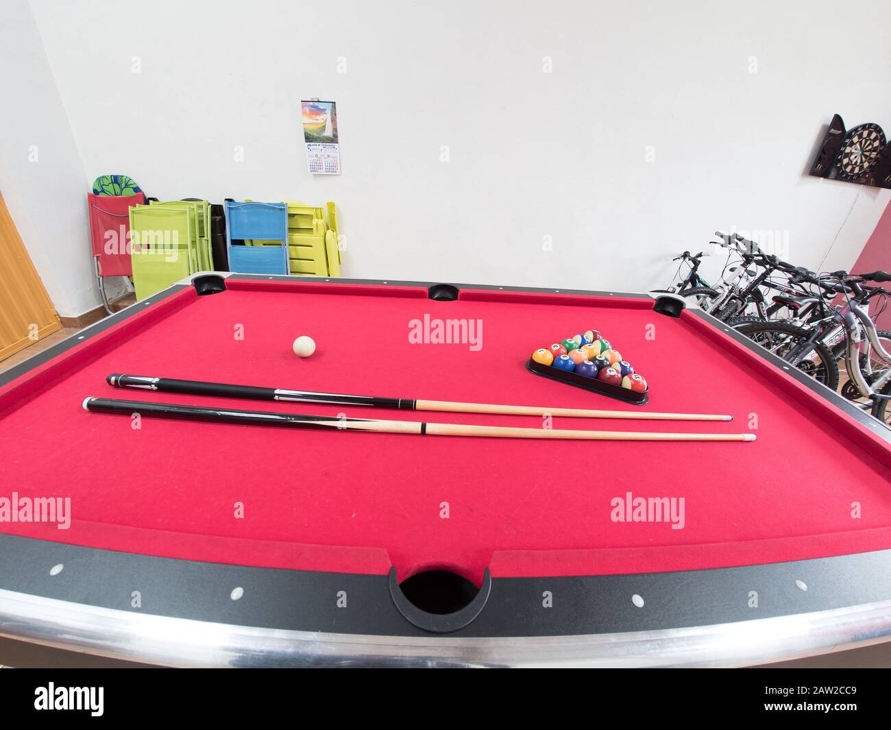 Game of american billiards played on a billiard table for two persons ...
