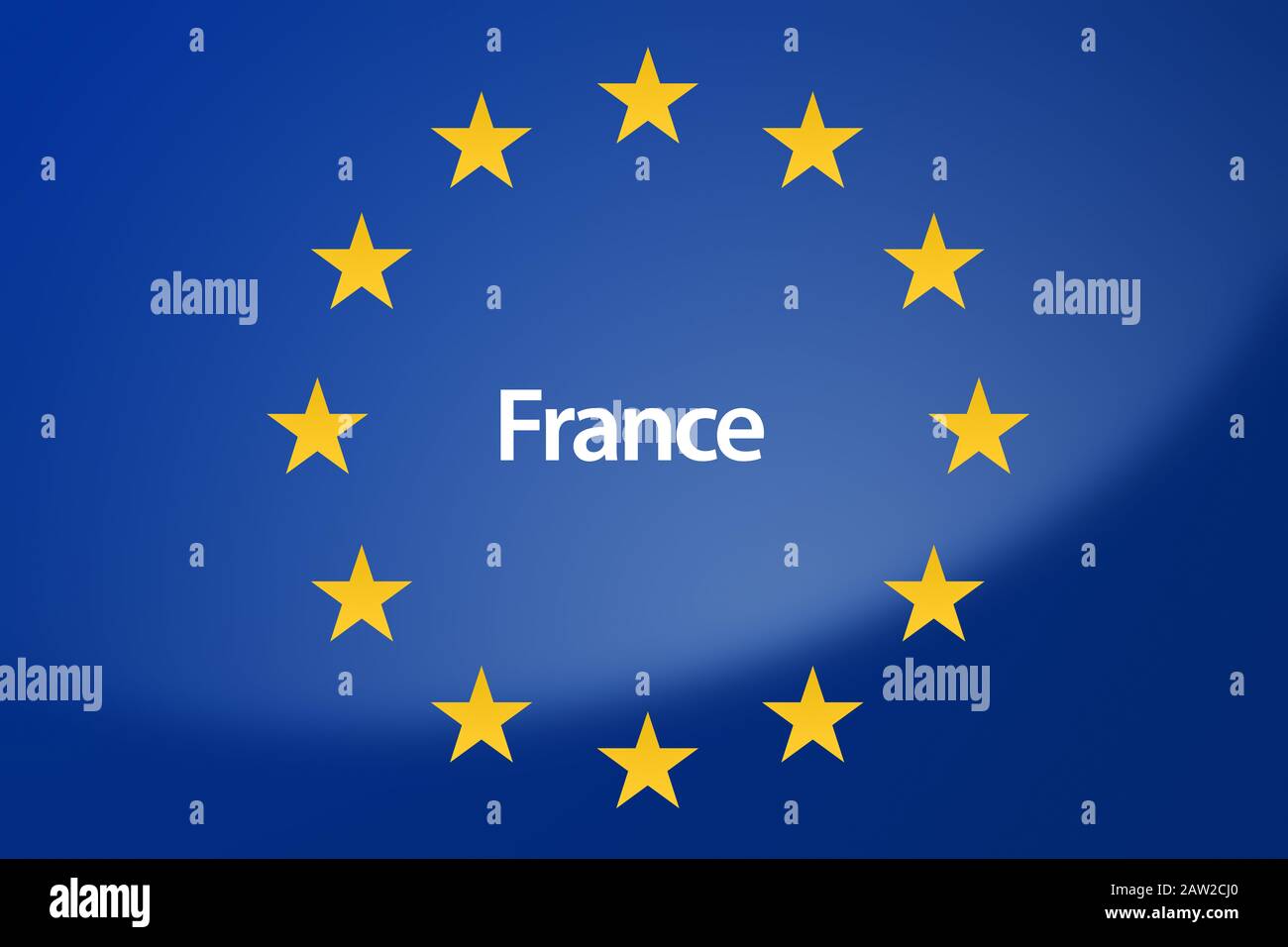 Illustration of European Union flag - labeled with France on french ...