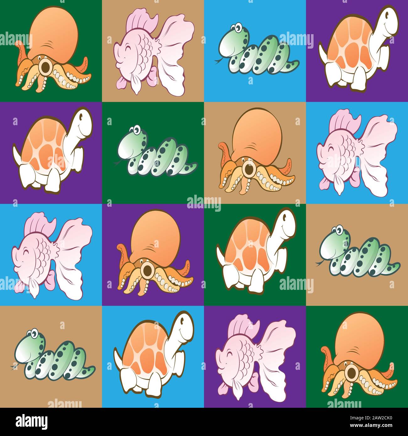 cute animal pattern design art illustration Stock Vector Image & Art ...