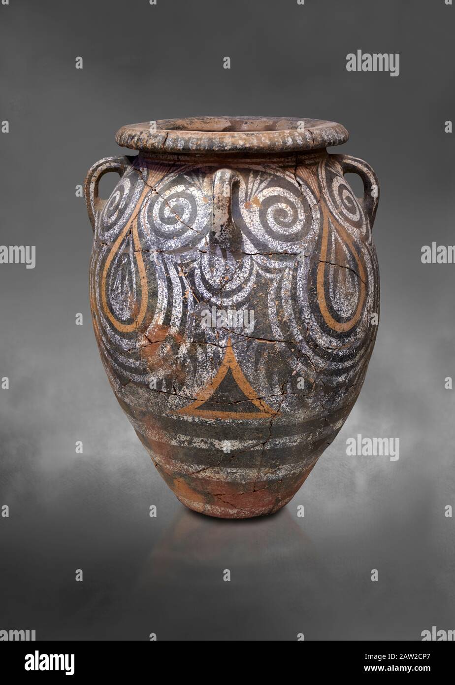 Minoan Kamares Ware pithos storage container with polychrome ...