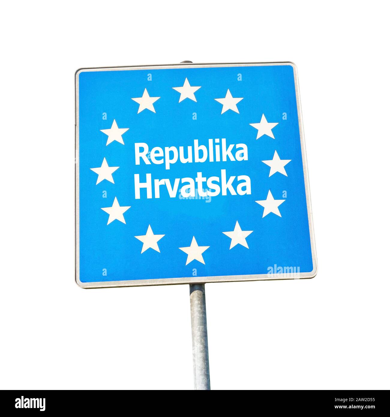 Border sign of croatia, europe - isolated on white background Stock ...
