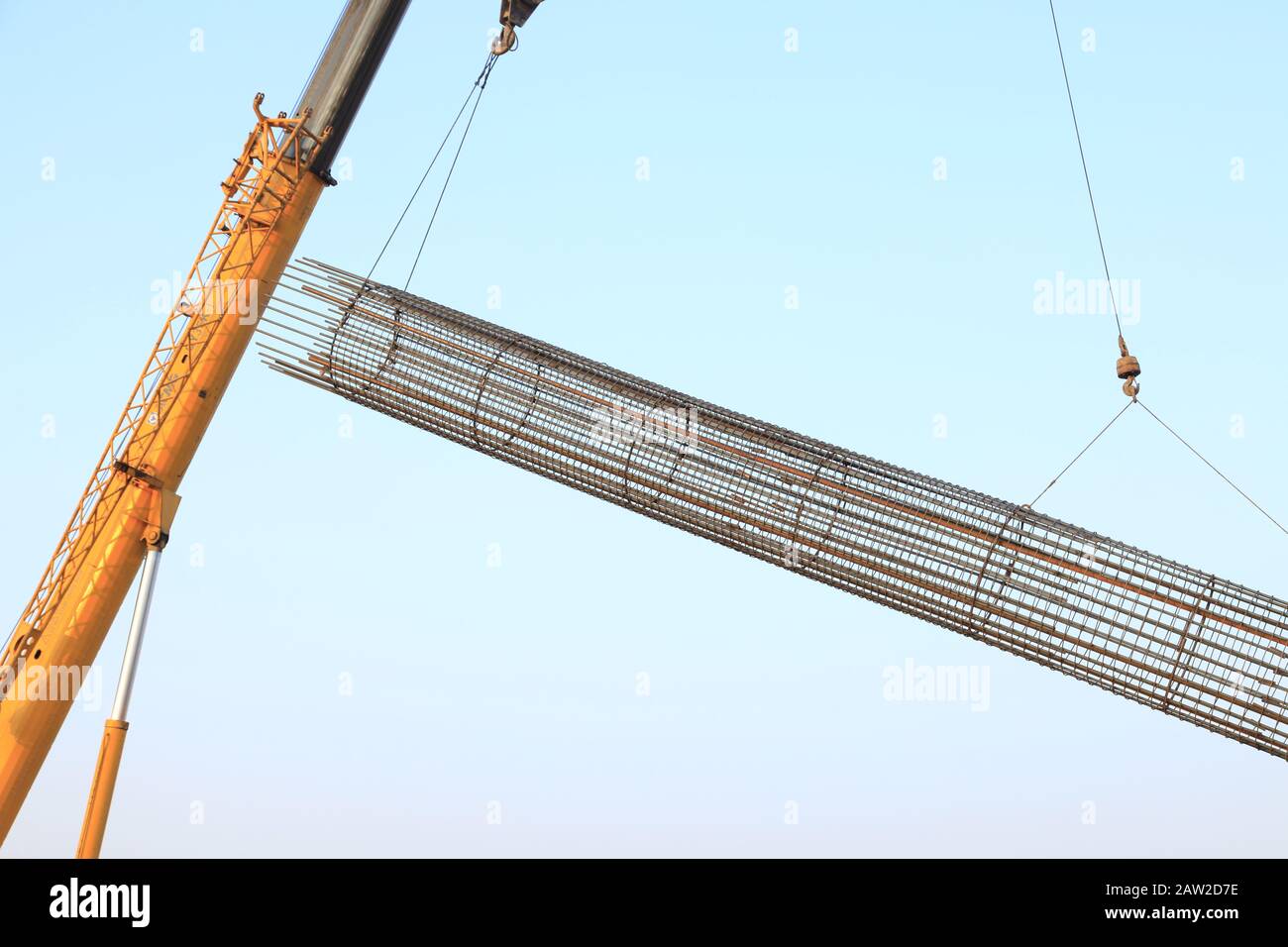 Bridge construction under performing the steel reinforcement of piling ...