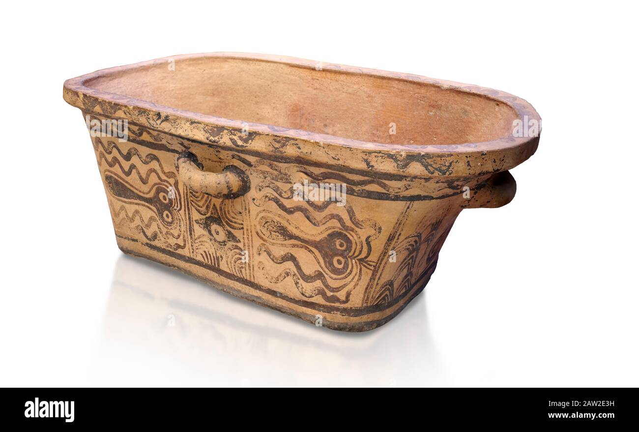 Minoan pottery bath tub larnax decorated with stylised octopuses ...