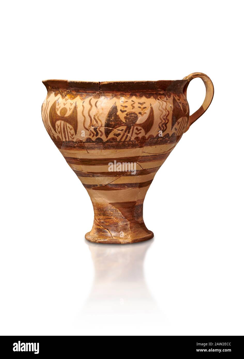 Minoan decorated cup for export, Kommos Harbour 1600-1450 BC; Heraklion ...