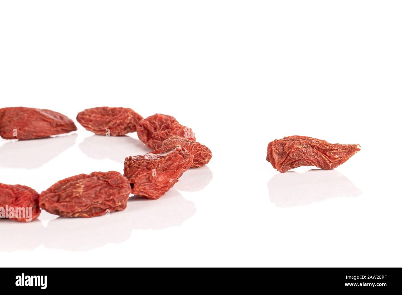 Lot of whole bright dried red goji isolated on white background Stock ...