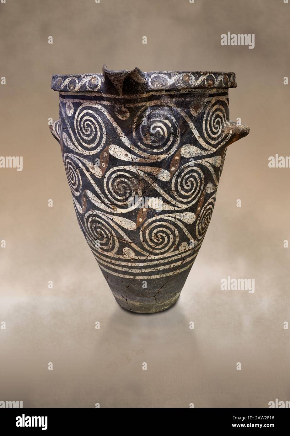 Luxury Minoan Kamares Ware pithos storage pot with incised swirl ...