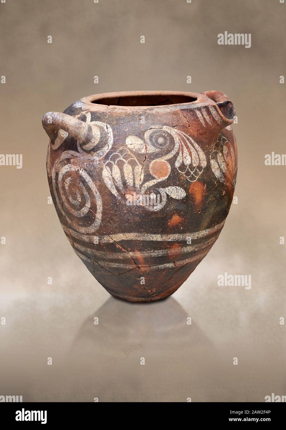 Luxury Minoan Kamares Ware storage pot with handles and polychrome ...