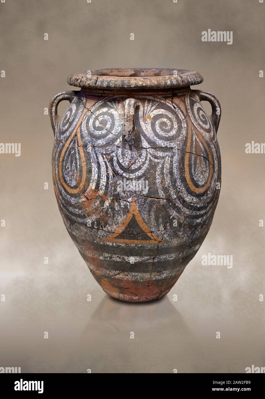 Minoan Kamares Ware pithos storage container with polychrome ...