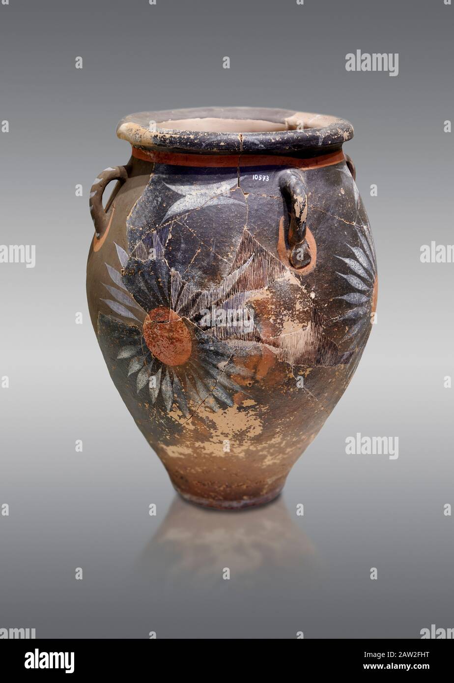 Minoan Kamares Ware pithos storage container with polychrome ...