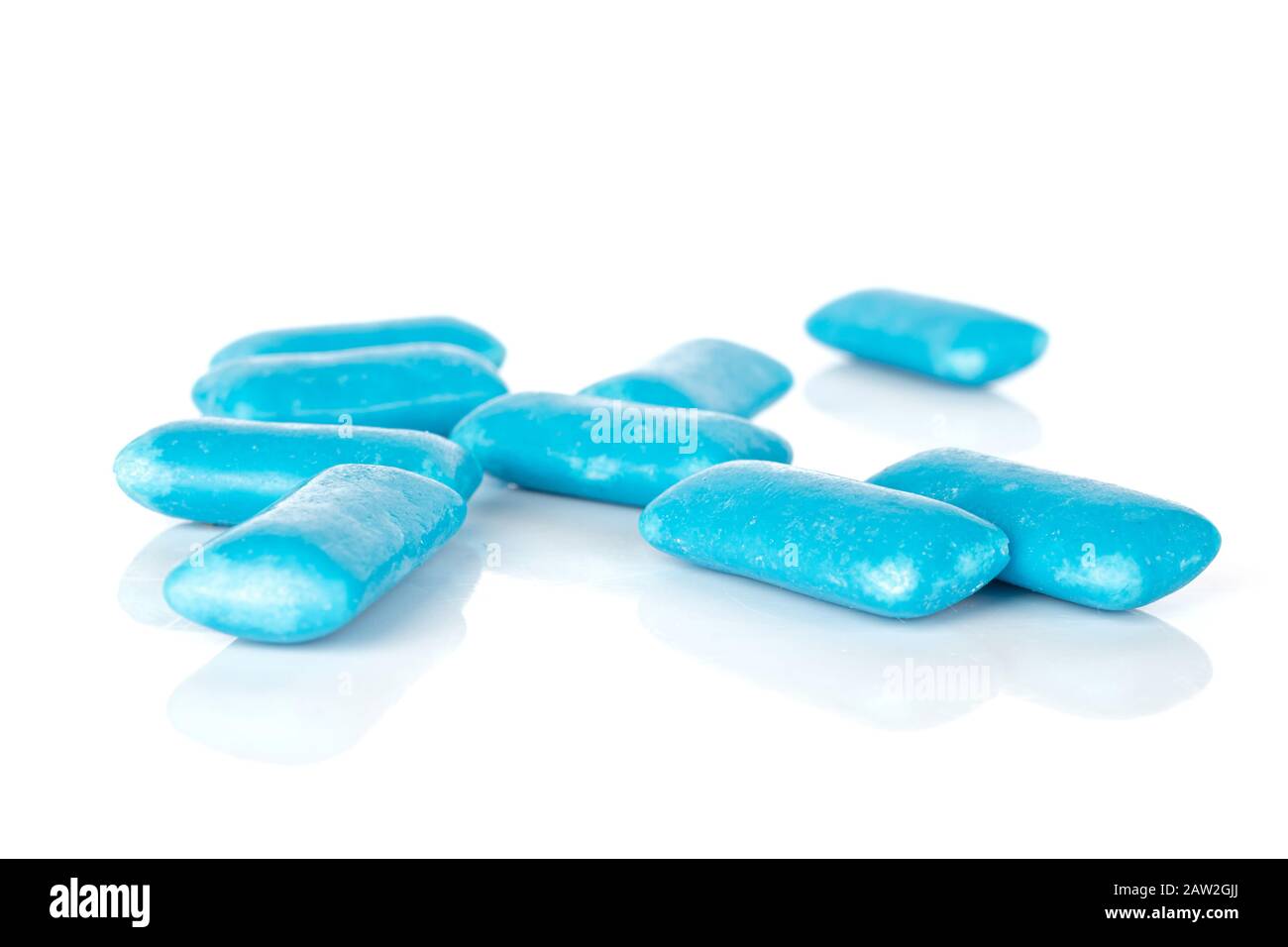 Lot of whole blue chewing gum isolated on white background Stock Photo ...