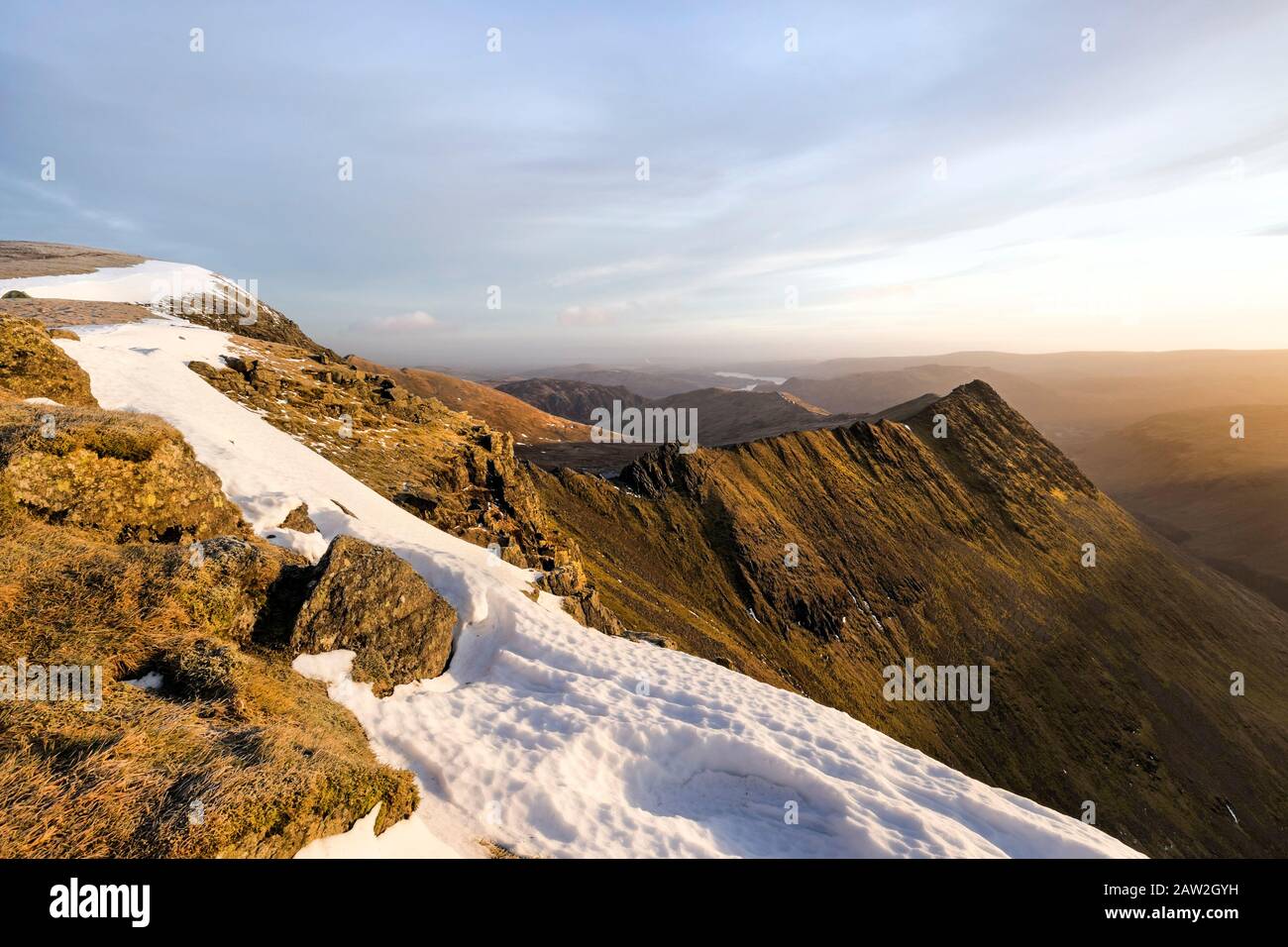 Striding Edge Viewed from Nethermost Pike just after Sunrise, Lake ...