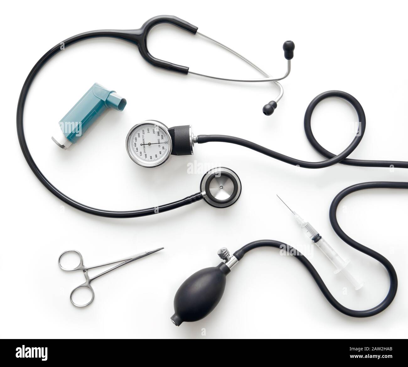 Top down view of various medical equipment and instruments Stock Photo ...