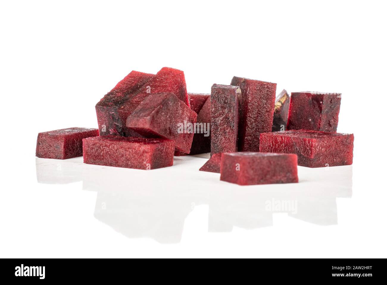 Lot of pieces of raw sweet beetroot isolated on white background Stock ...