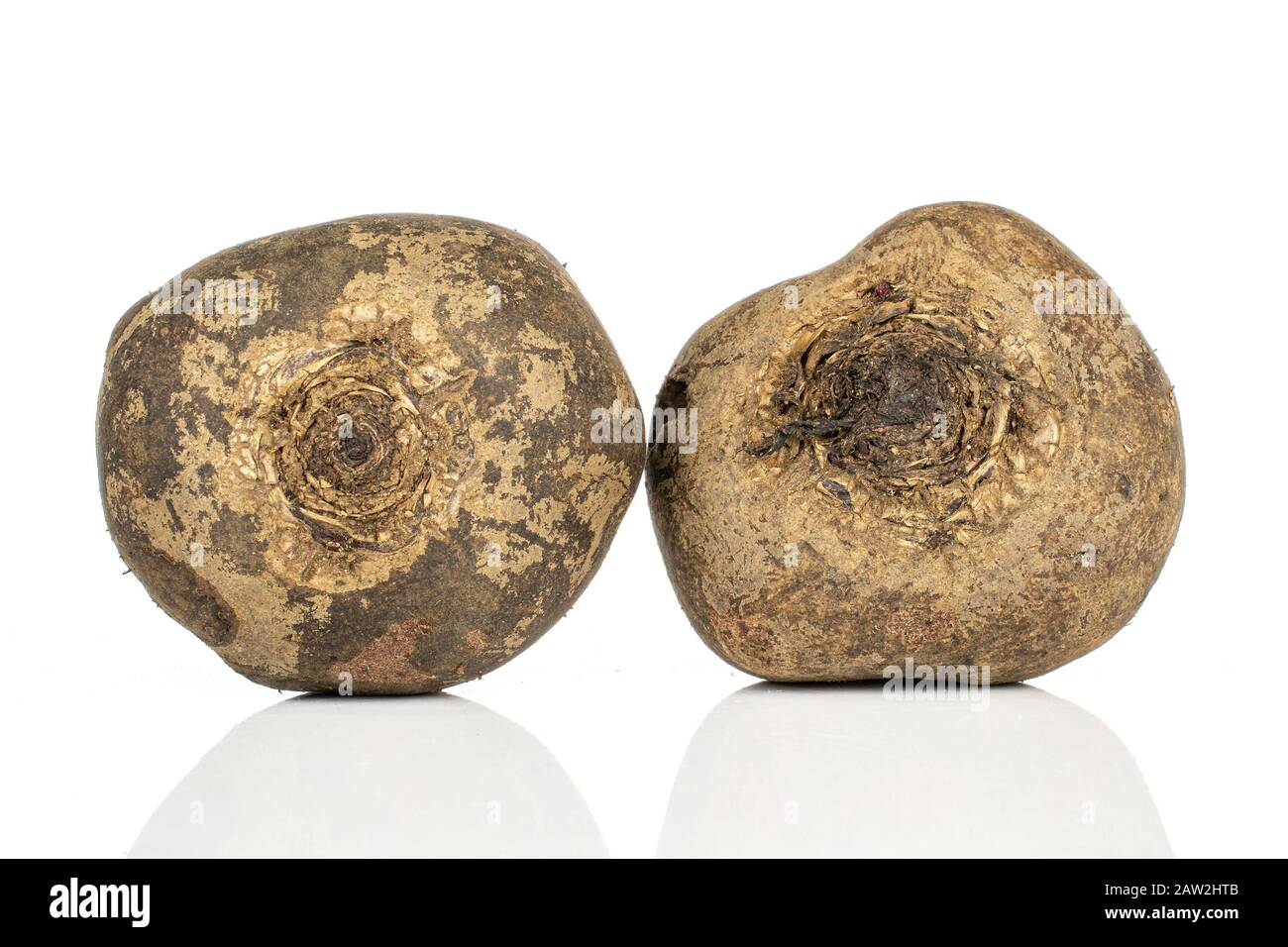 Group of two whole raw sweet beetroot isolated on white background ...