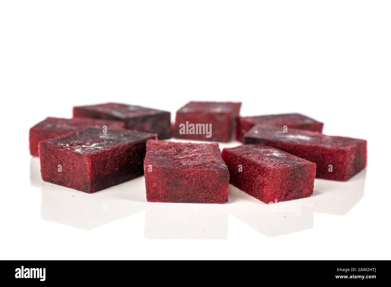 Group of eight pieces of raw sweet beetroot isolated on white ...