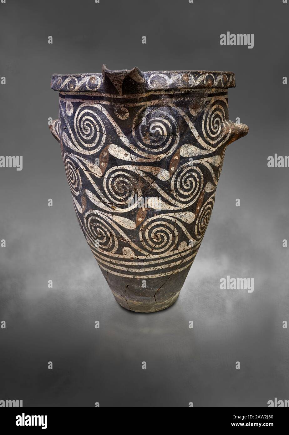 Luxury Minoan Kamares Ware pithos storage pot with incised swirl ...