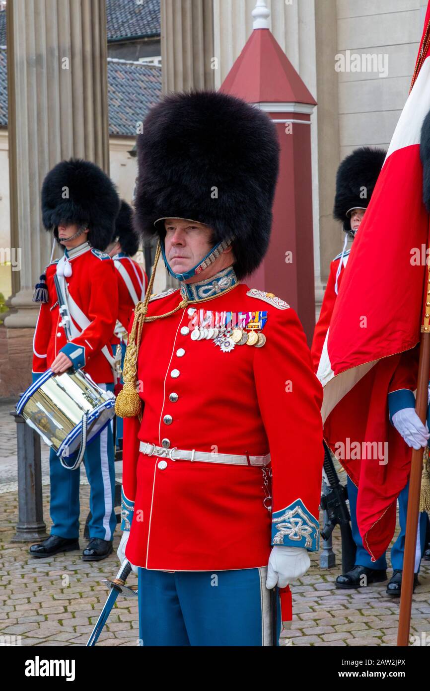 Changing of the Guard, Amalienborg Palace, Copenhagen, Denmark Stock ...