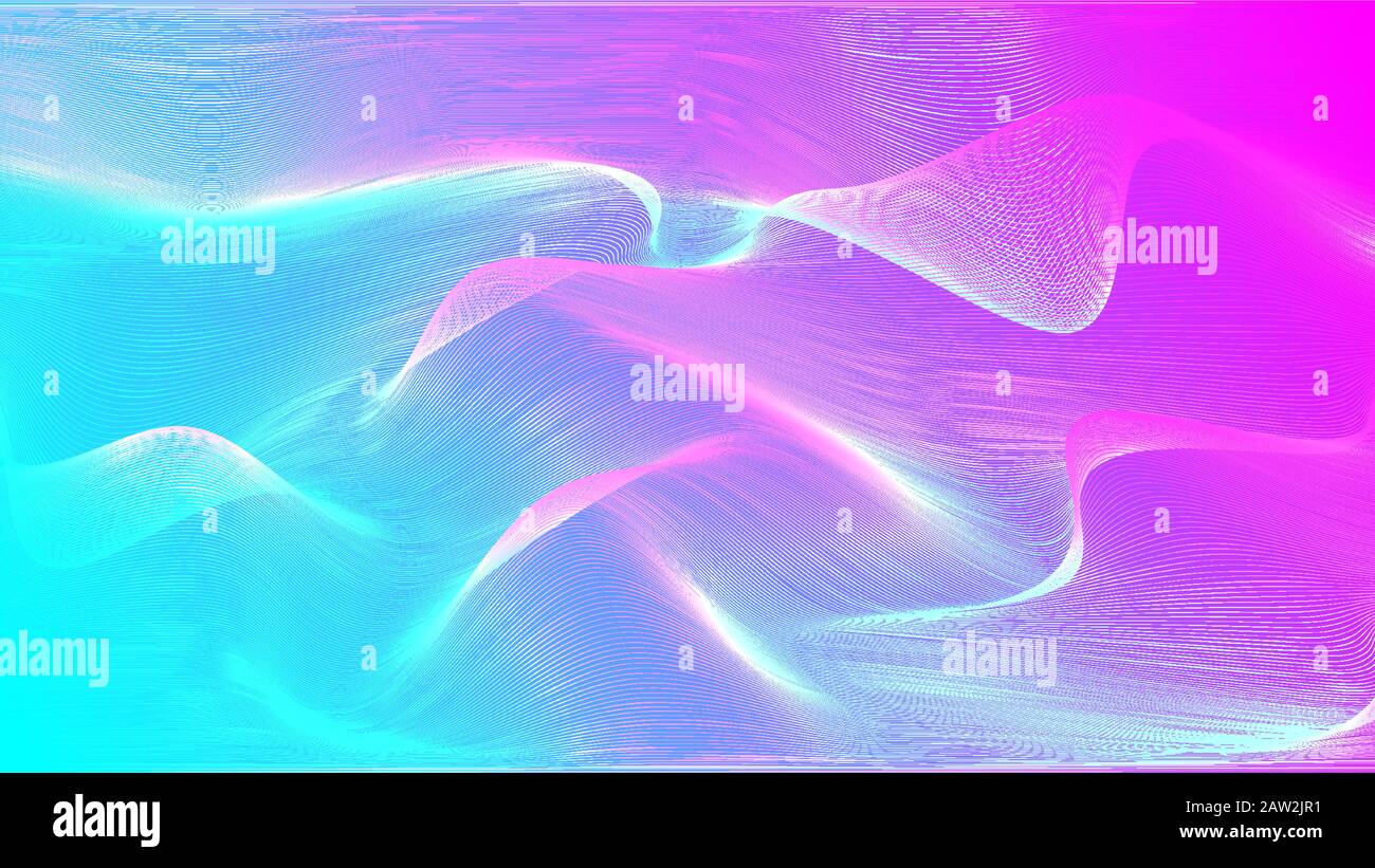 Illustration of abstract neon background with bright lines, blue and ...