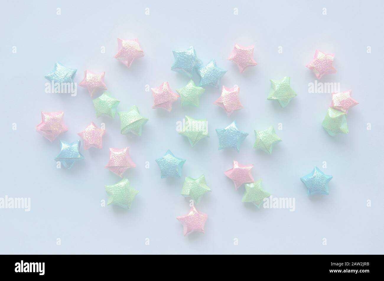 colorful star paper with double exposure on white and sky background ...