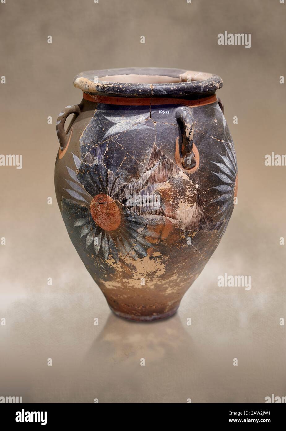 Minoan Kamares Ware pithos storage container with polychrome ...
