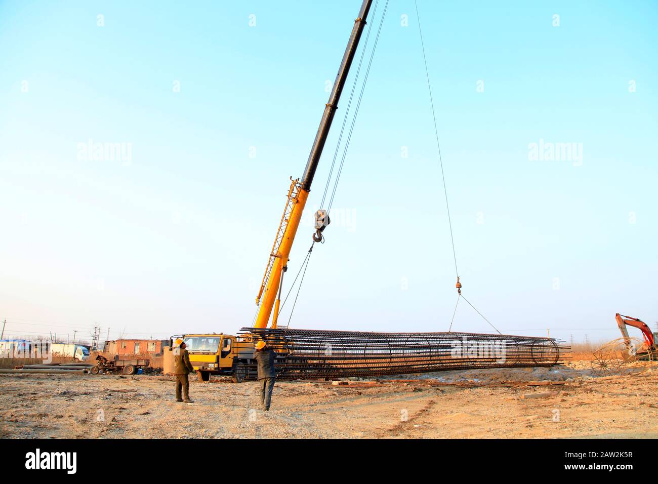 Bridge construction under performing the steel reinforcement of piling ...