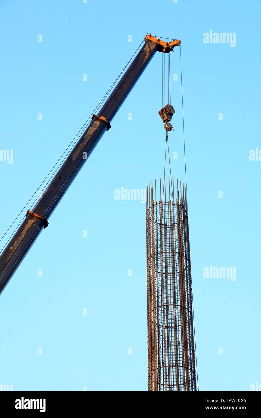 Bridge construction under performing the steel reinforcement of piling ...