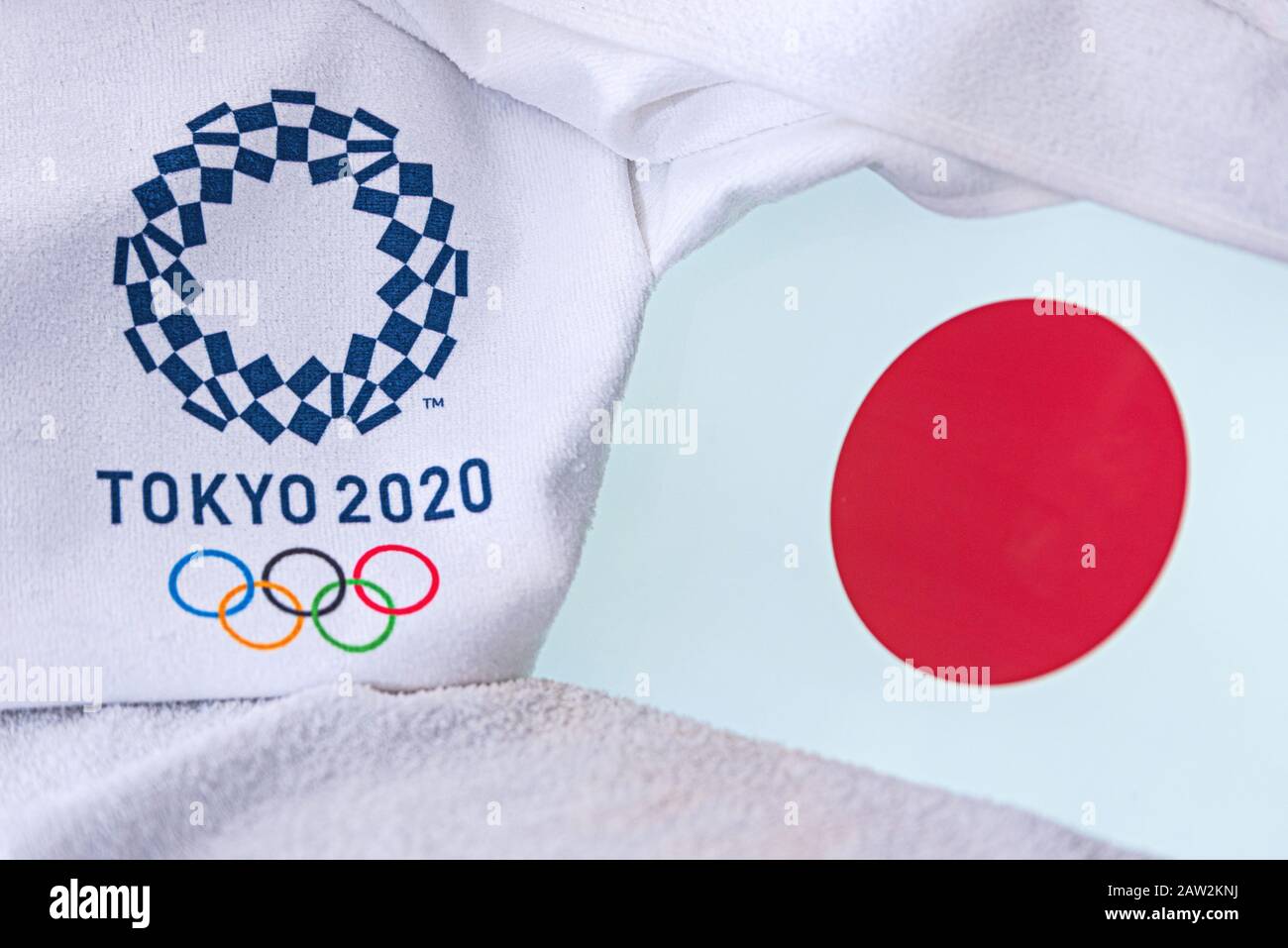 TOKYO, JAPAN, FEBRUARY. 4, 2020: Japan National flag, official logo of ...