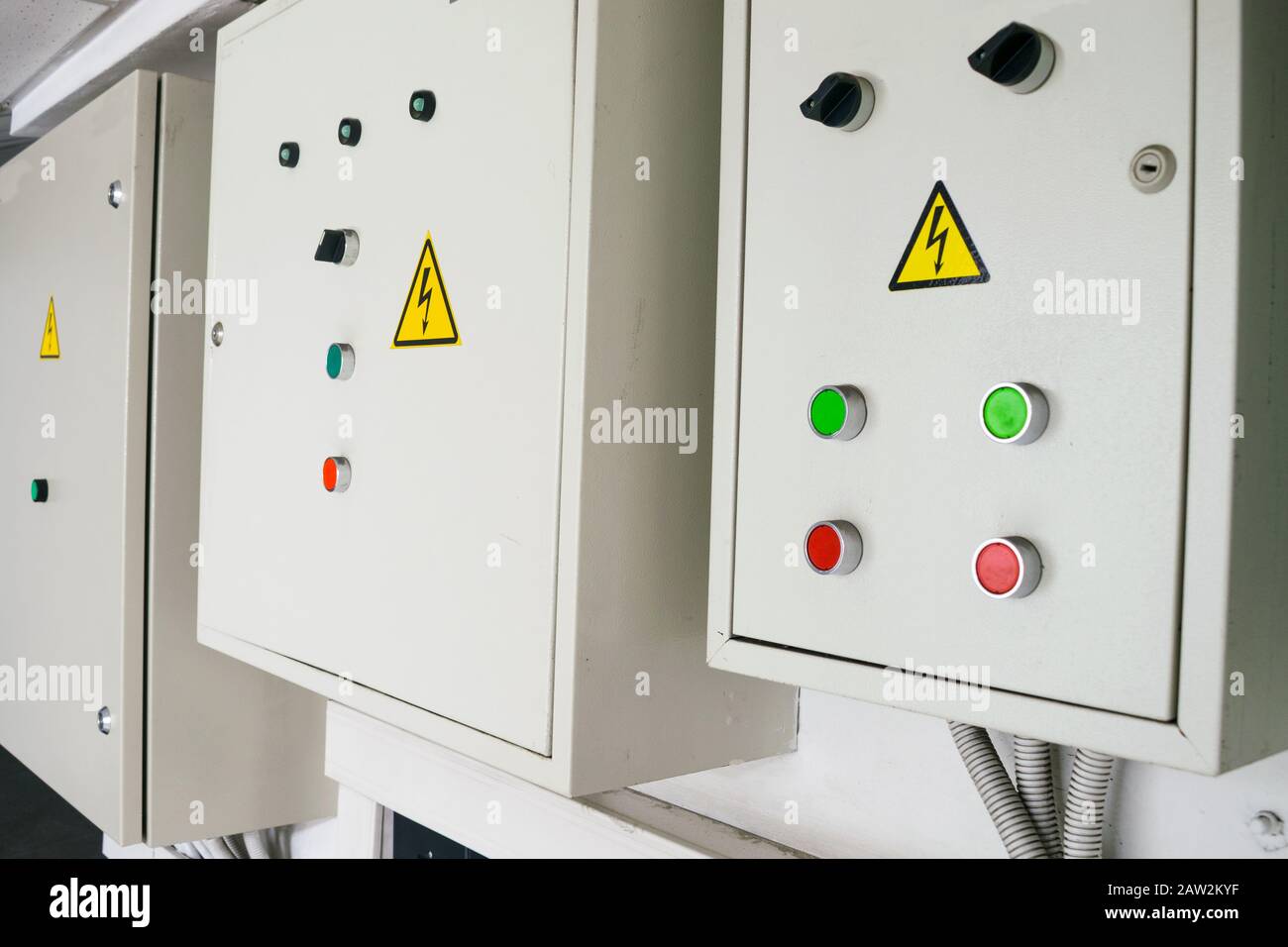 Iron electric boxes. High voltage electrical control panel.A few fuse ...