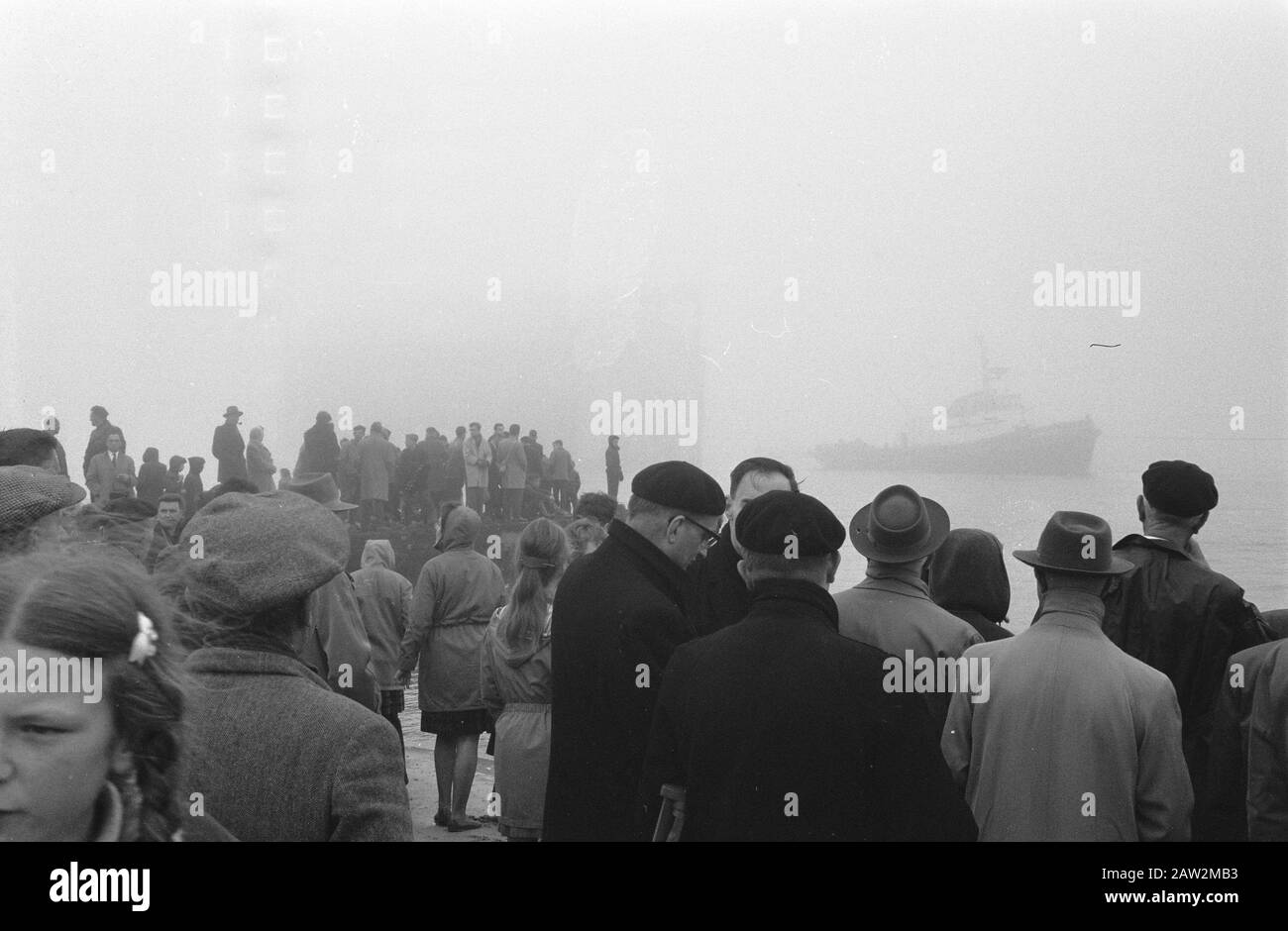 Placing the first caisson in the Veerse Gat. The stranded caisson with ...