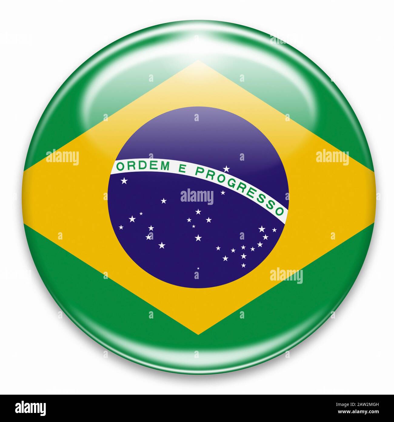 brazilian flag button isolated on white Stock Photo - Alamy