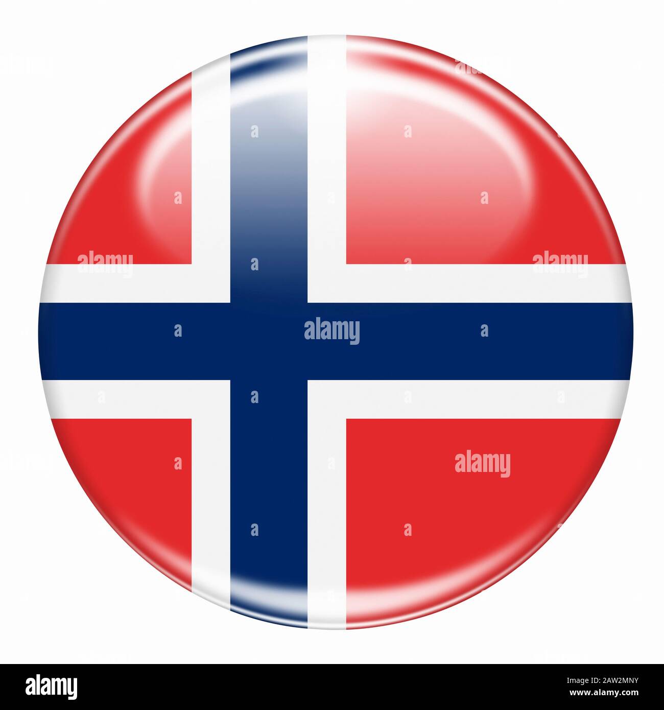norwegian flag button isolated on white Stock Photo - Alamy