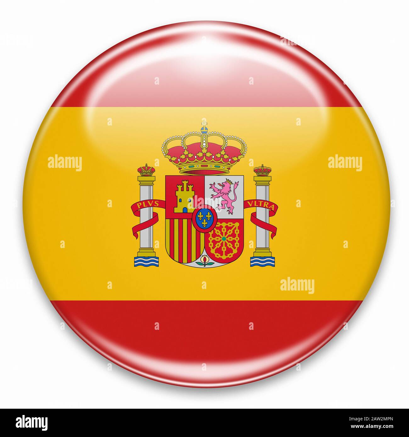 spanish flag button isolated on white Stock Photo - Alamy