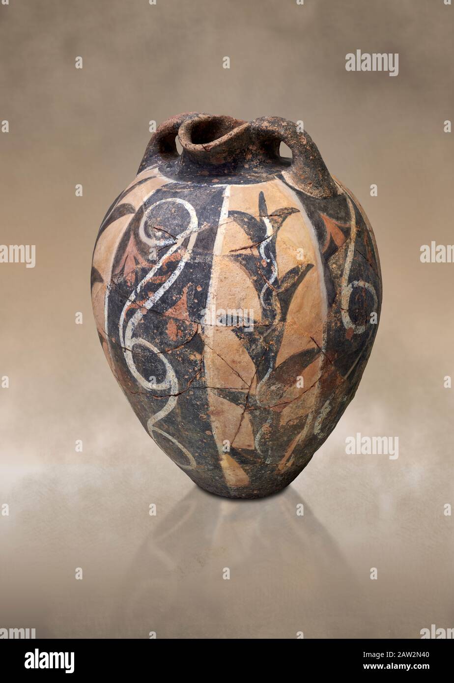 Minoan Kamares Ware with polychrome leaf decorations , Poros-Heraklion ...