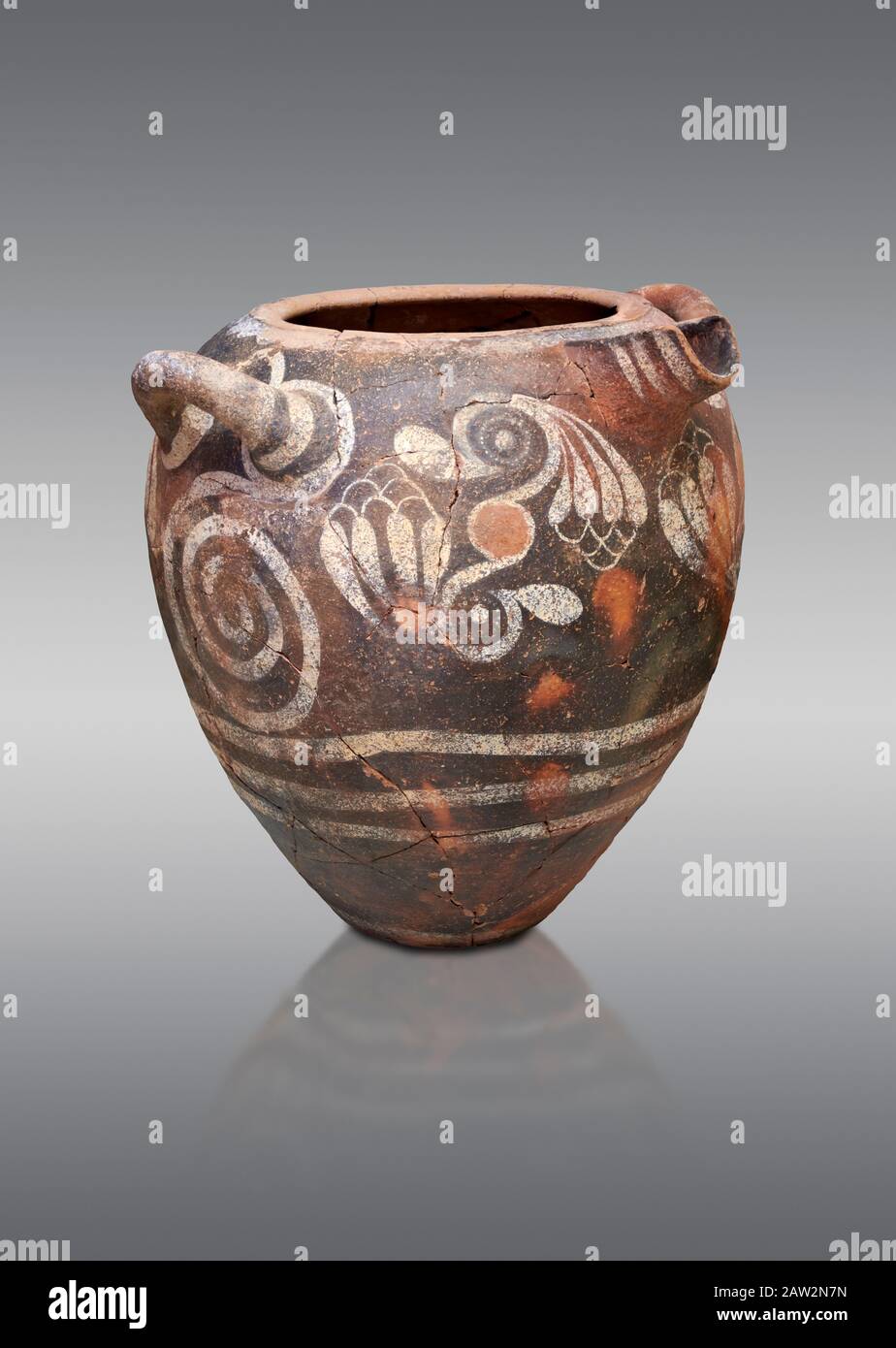 Luxury Minoan Kamares Ware storage pot with handles and polychrome ...